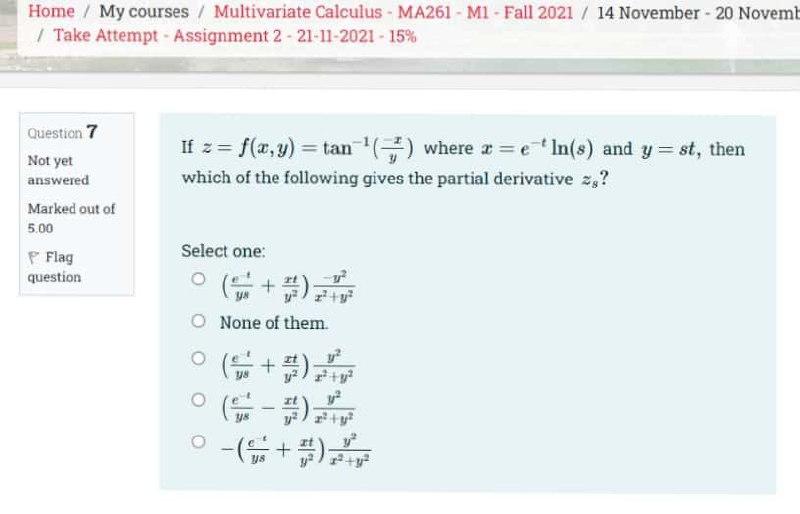 Solved Home / My courses / Multivariate Calculus - MA261 - | Chegg.com