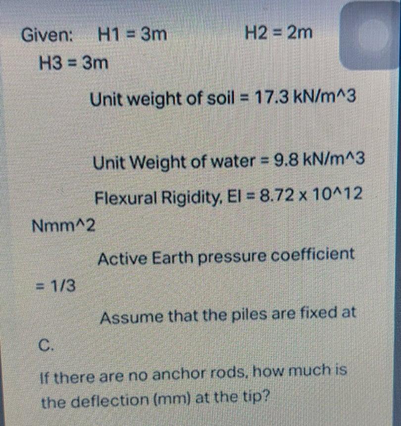 Solved Treated timber piles used to retain earth are braced | Chegg.com