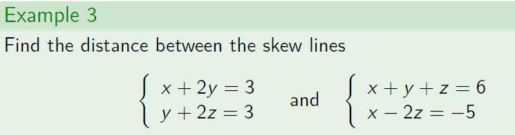 Solved Find the distance between the skew lines | Chegg.com