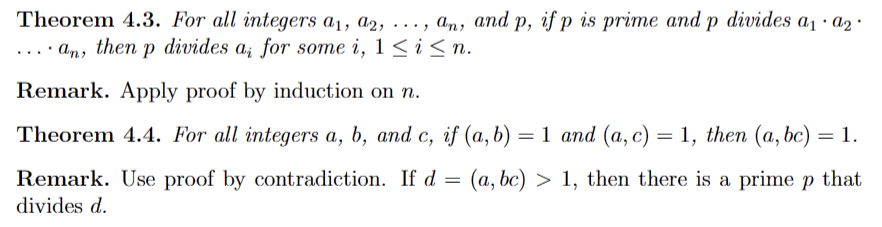 Solved Theorem 4.3. For all integers a1,a2,…,an, and p, if p | Chegg.com