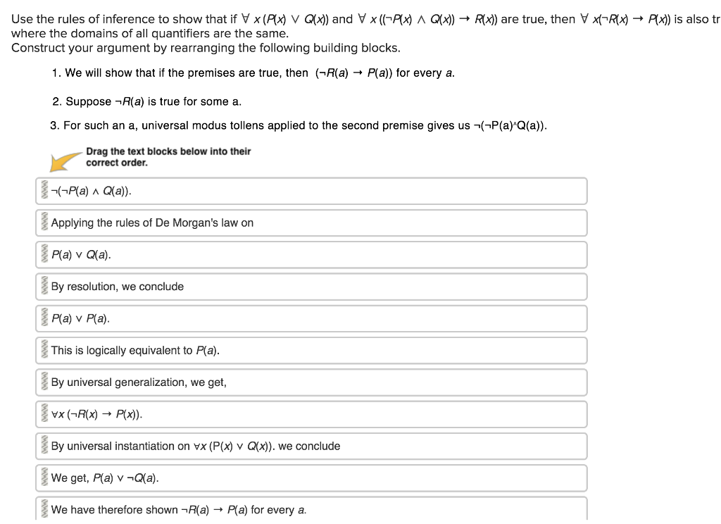 Solved Use the rules of inference to show that if V x (Ax) v | Chegg.com