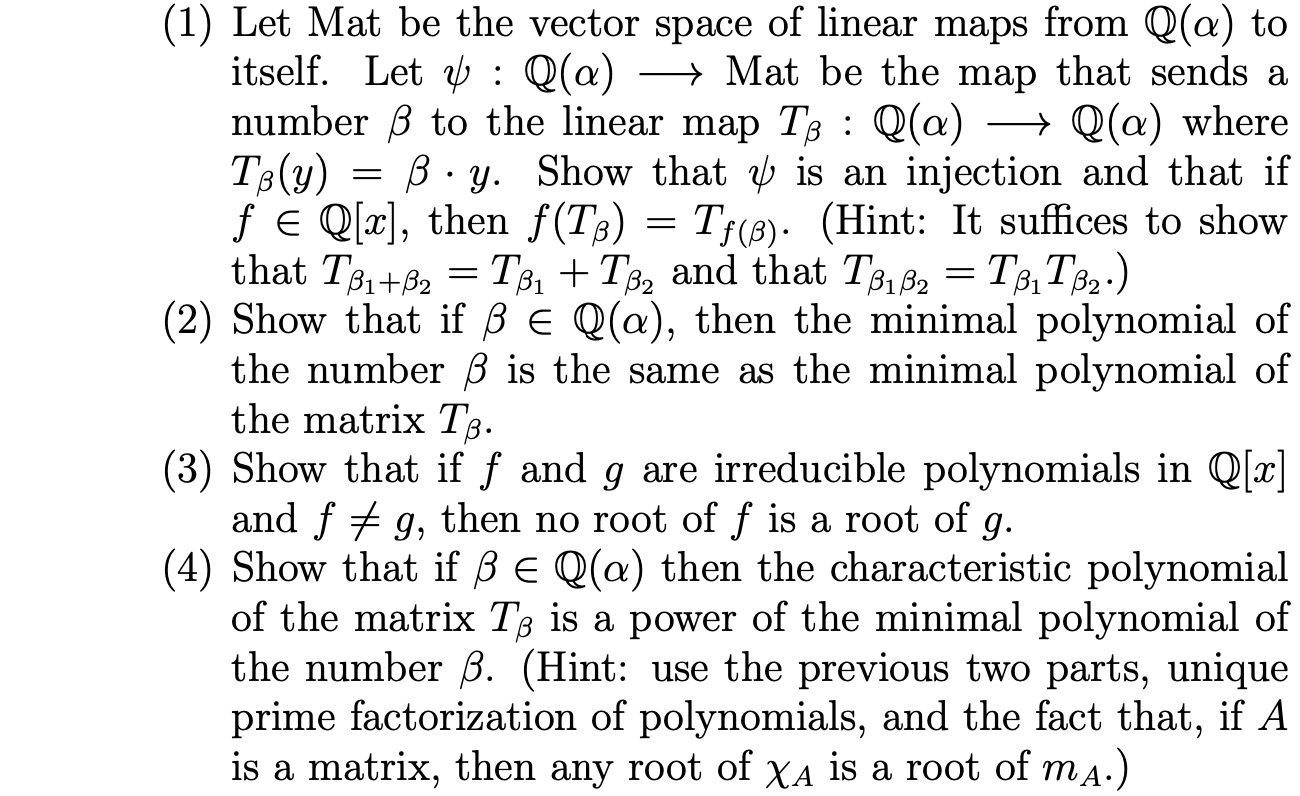 Solved (1) Let Mat be the vector space of linear maps from | Chegg.com