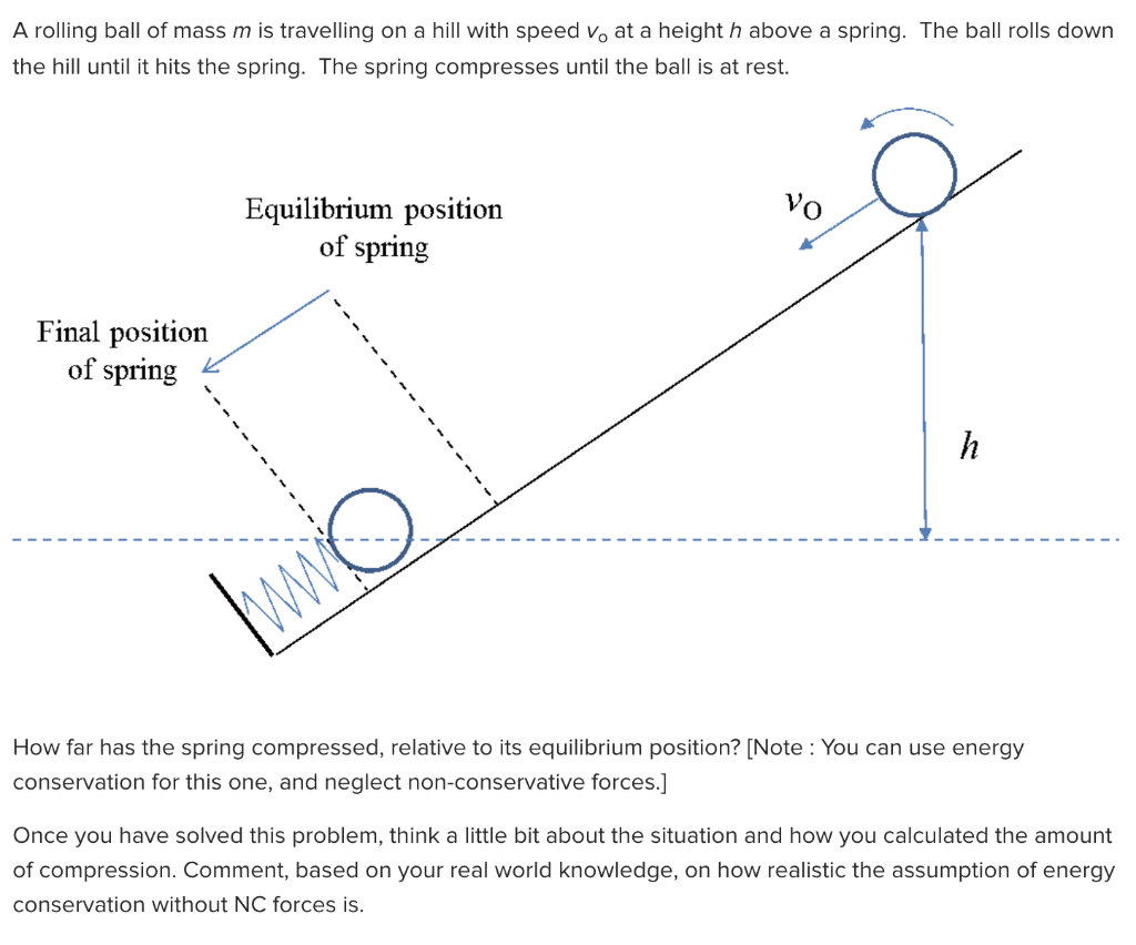 Solved A rolling ball of mass m is travelling on a hill with | Chegg.com