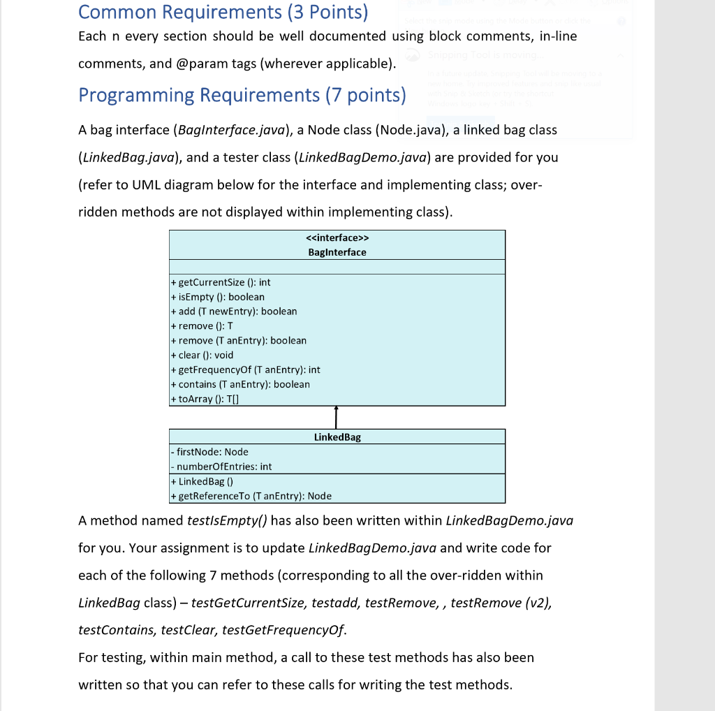 Solved LinkedBag.java: public class LinkedBag implements | Chegg.com