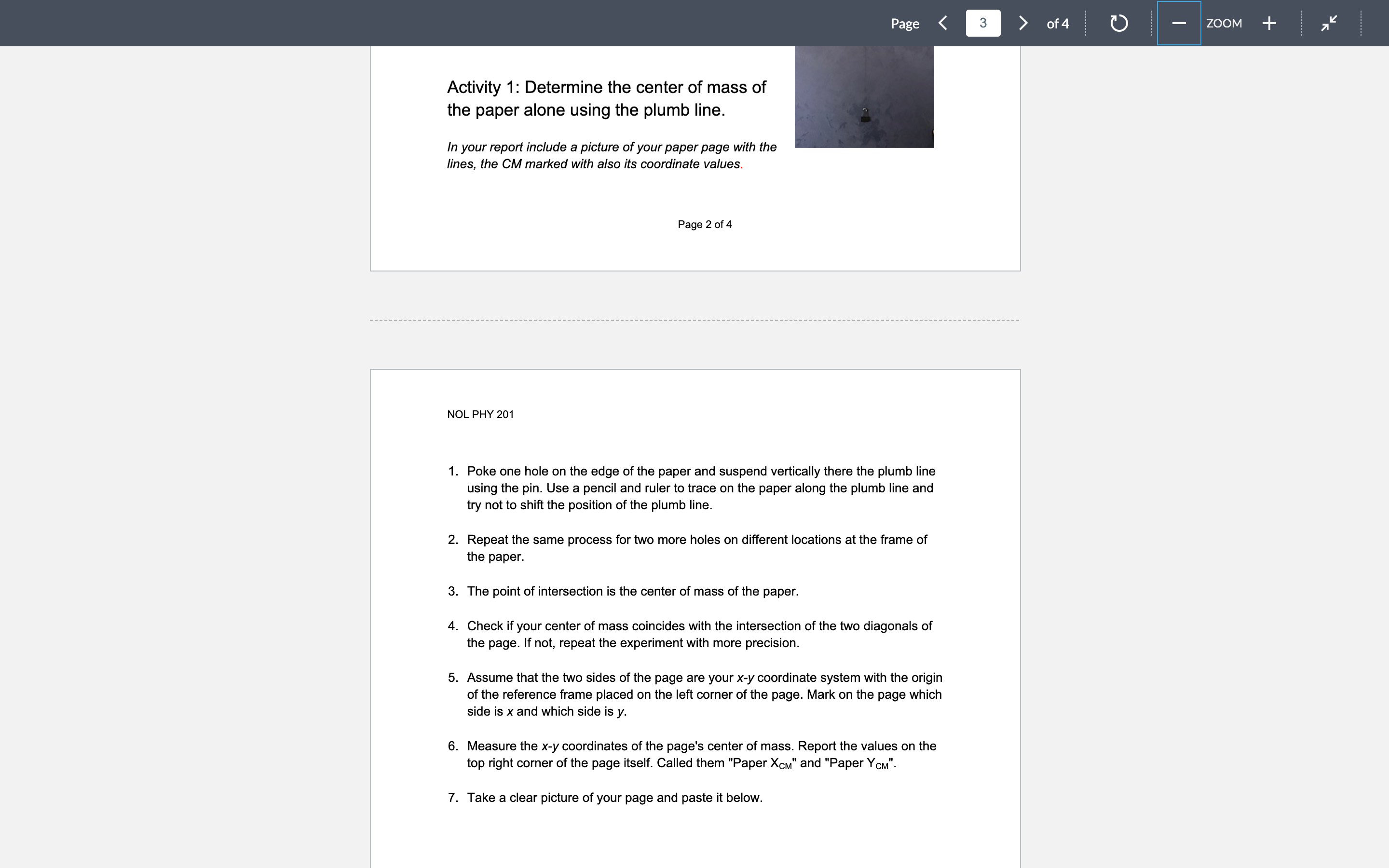 Solved Activity 1: Determine the center of mass of the paper | Chegg.com