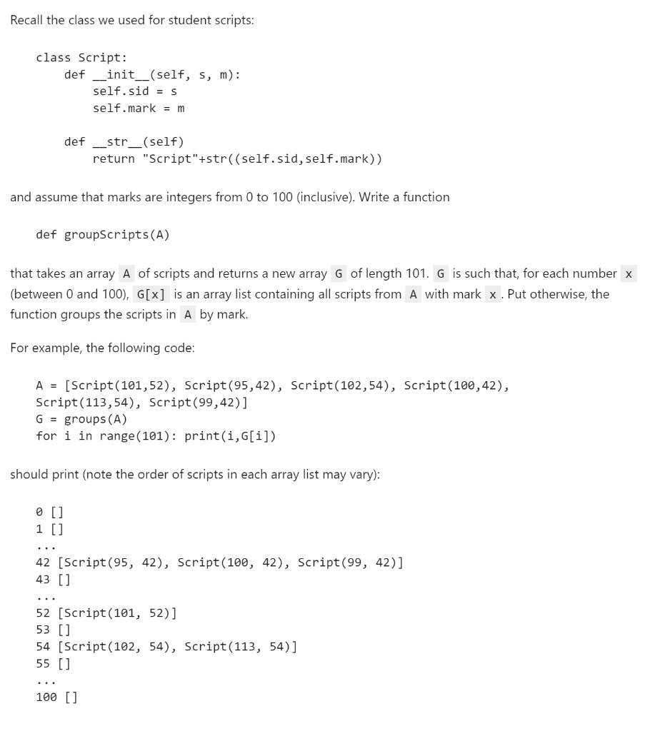 Solved Recall the class we used for student scripts: class | Chegg.com