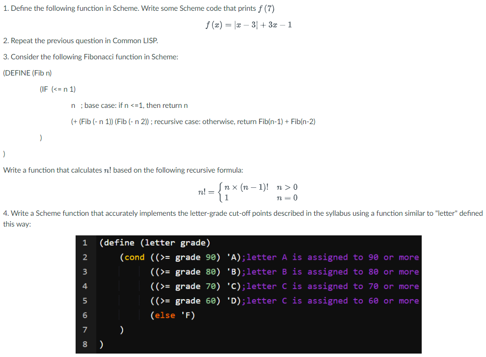 Solved 1 Define The Following Function In Scheme Write 2022