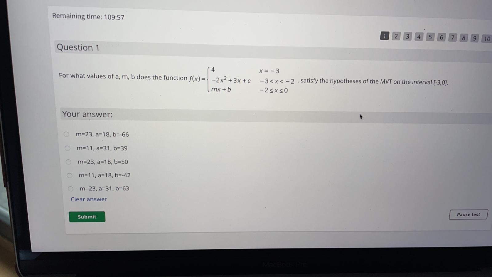 Solved Remaining time: 109:57 1 2 3 4 5 6 7 8 9 10 Question | Chegg.com