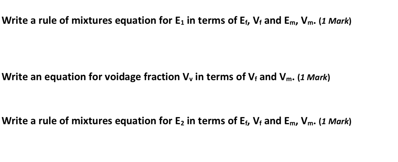 Solved Write a rule of mixtures equation for E1 in terms of | Chegg.com