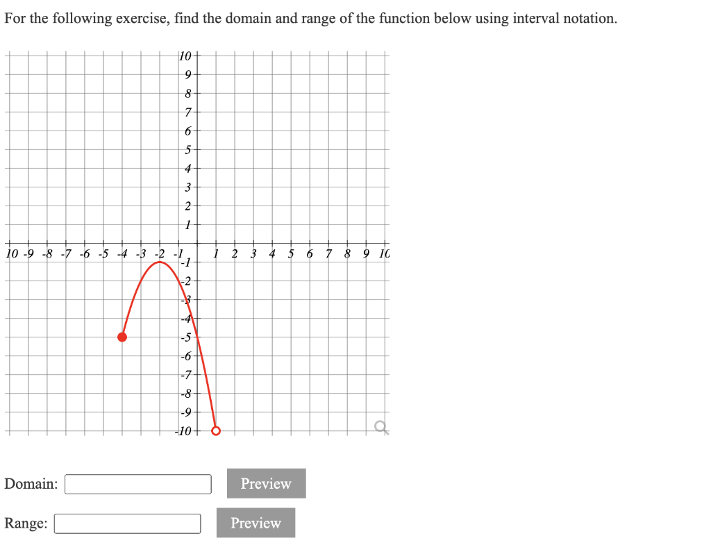 Solved For the following exercise, find the domain and range | Chegg.com
