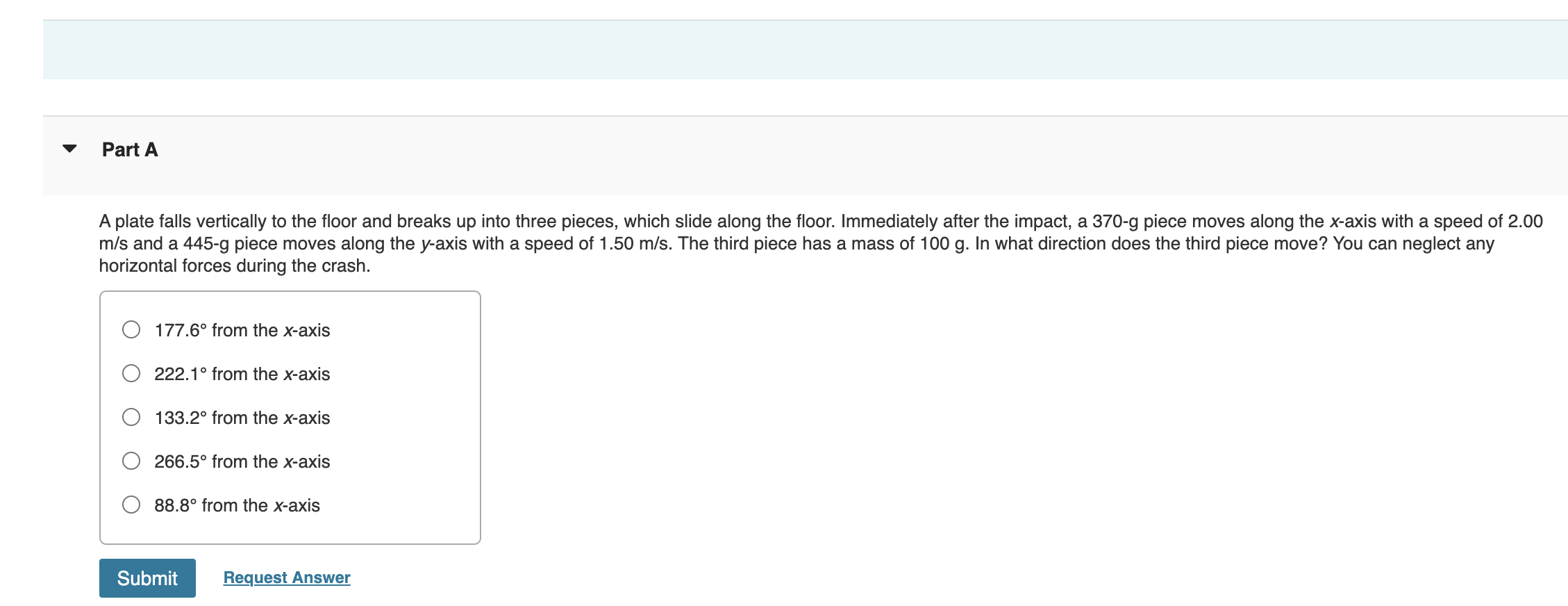 Solved A plate falls vertically to the floor and breaks up | Chegg.com