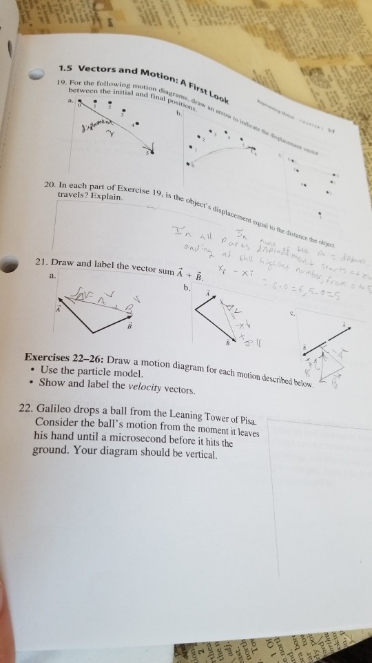 Solved 1.5 Vectors and Motion: 19. For the following motion | Chegg.com
