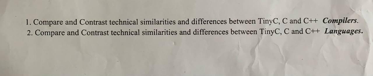Solved 1. Compare and Contrast technical similarities and | Chegg.com