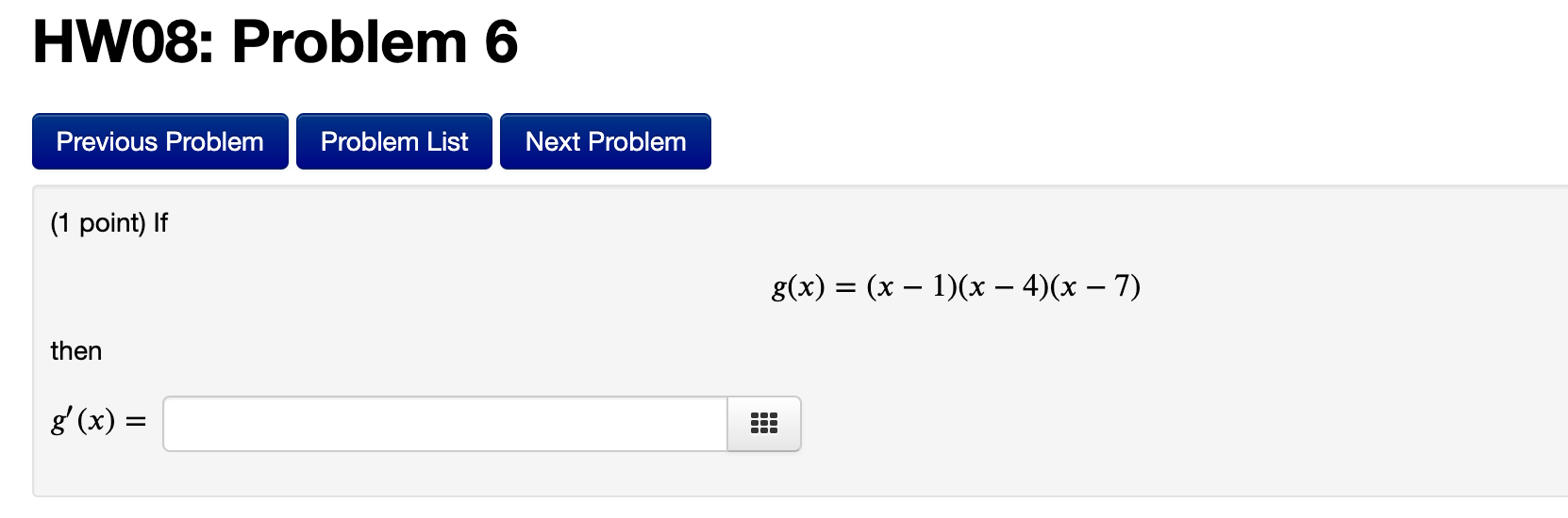 Solved HW08: Problem 6 Previous Problem Problem List Next | Chegg.com