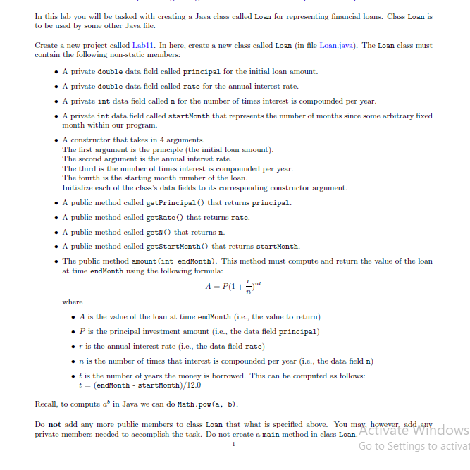 Solved In This Lab You Will Be Tasked With Creating A Java 