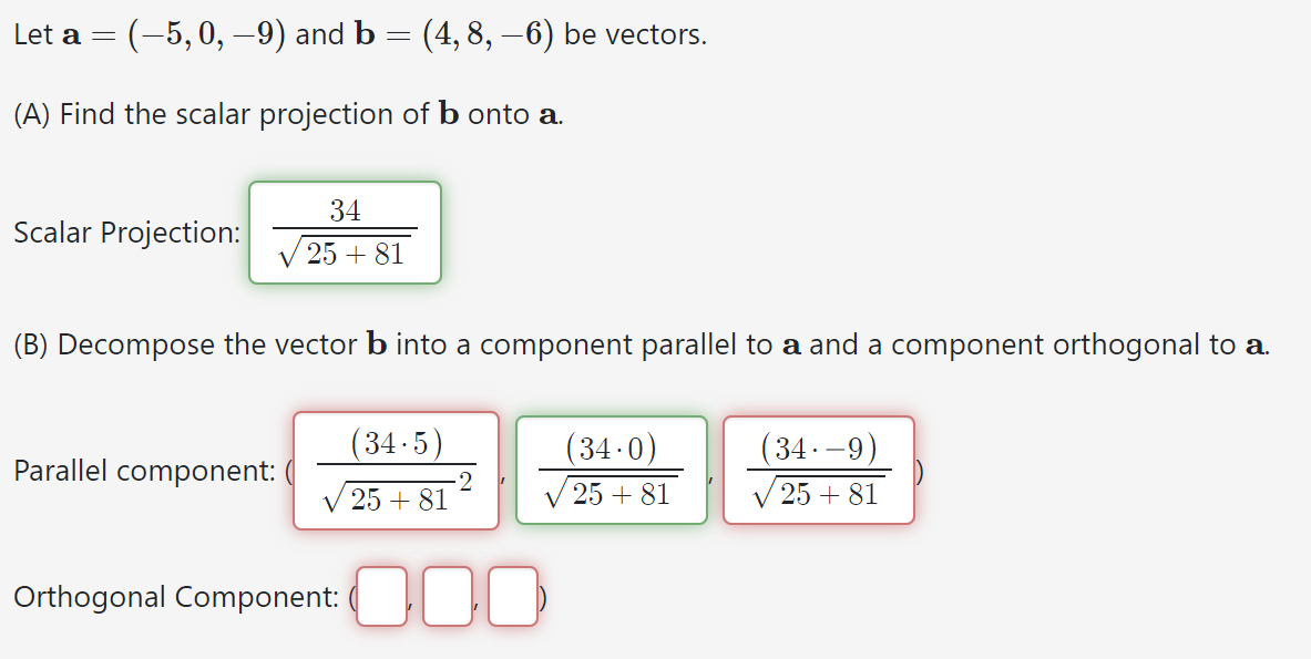 Solved Let a=(−5,0,−9) and b=(4,8,−6) be vectors. (A) Find | Chegg.com
