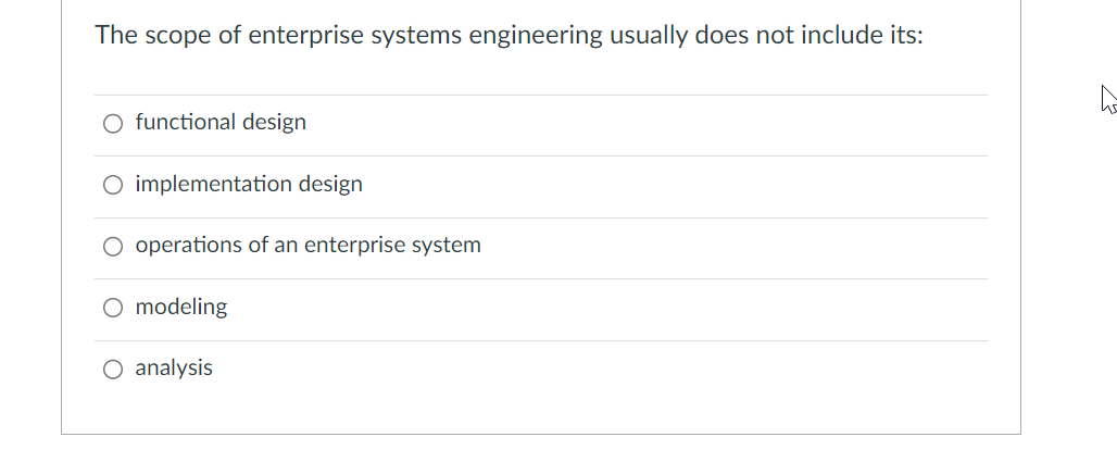 Solved The Scope Of Enterprise Systems Engineering Usually