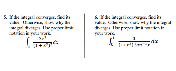 Solved 5. If the integral converges, find its value. | Chegg.com