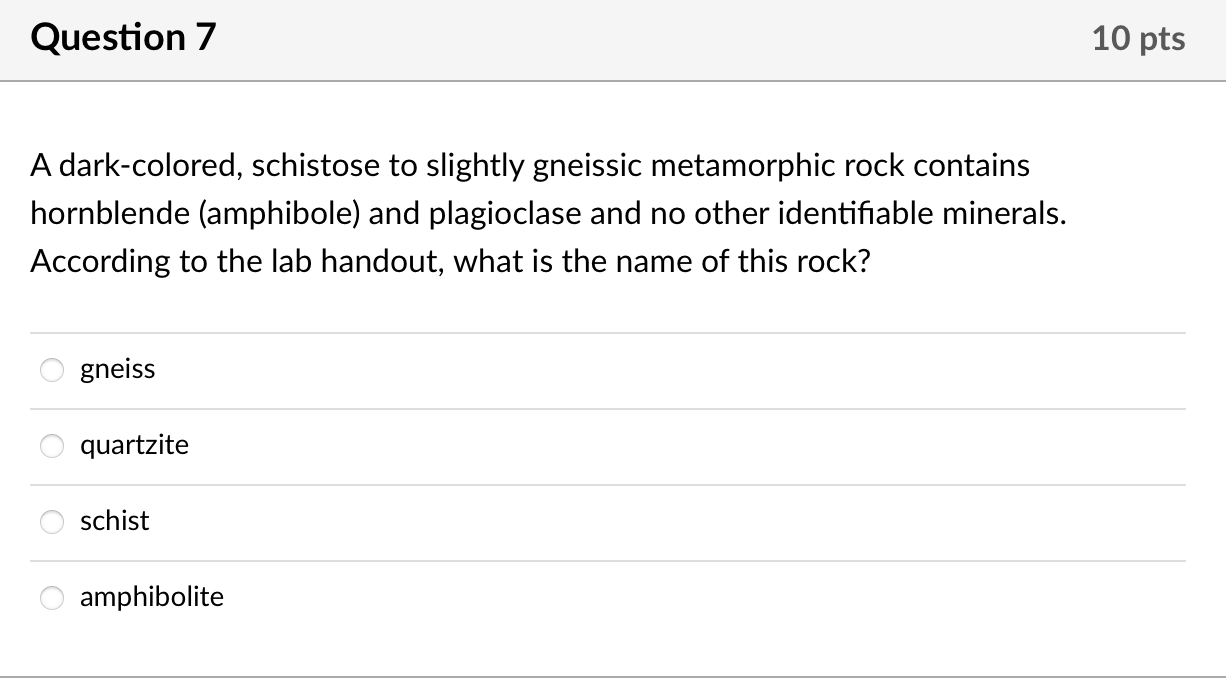 Solved Question 1 10 pts This metamorphic rock shows ALES | Chegg.com