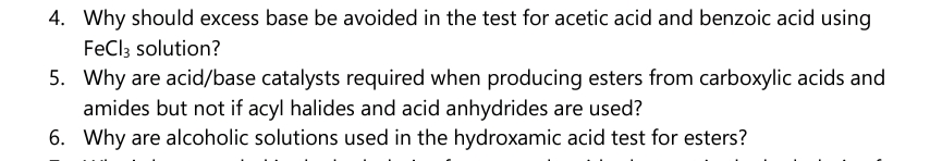 Solved 4. Why should excess base be avoided in the test for | Chegg.com