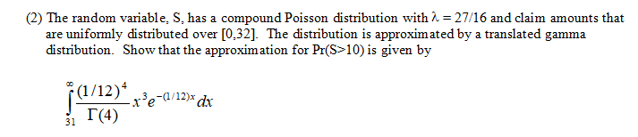 (2) The random variable. S. has a compound Poisson | Chegg.com