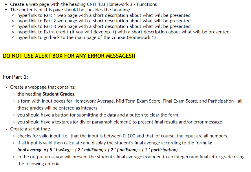 Solved - Create a web page with the heading CNIT 133 | Chegg.com