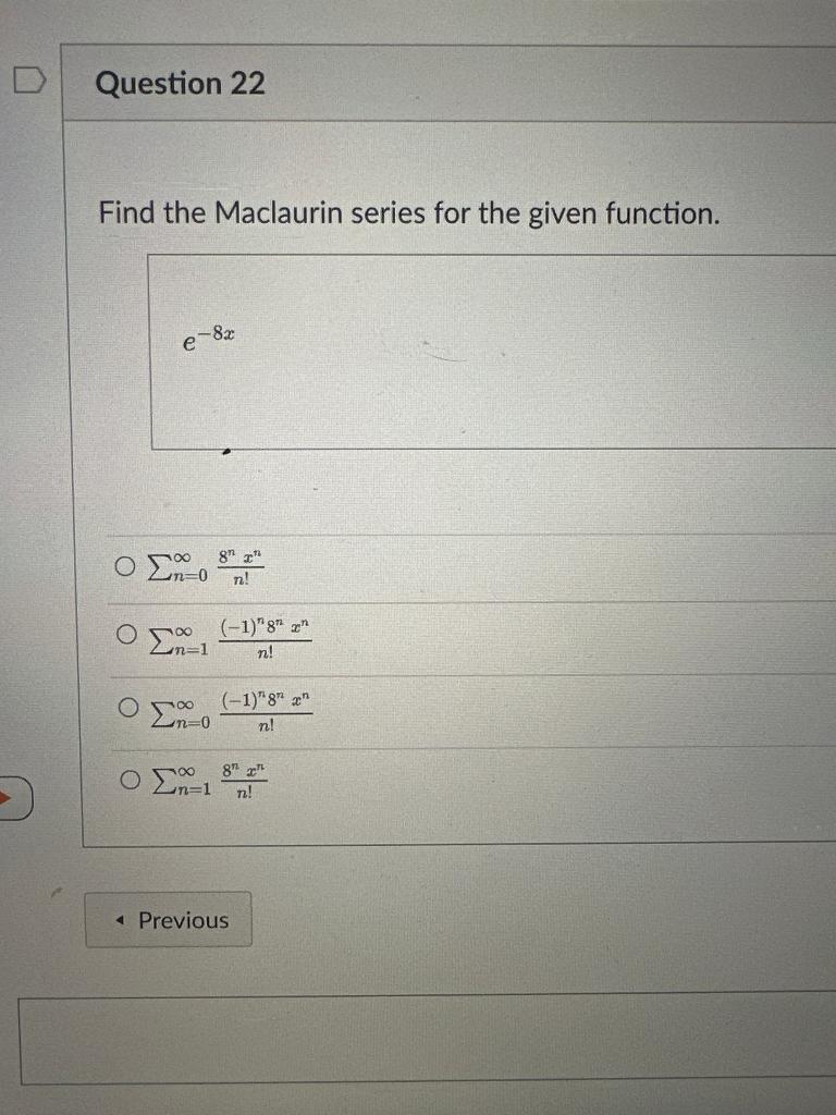 Solved Find the Maclaurin series for the given function. | Chegg.com