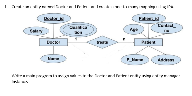 Solved 1. Create an entity named Doctor and Patient and | Chegg.com
