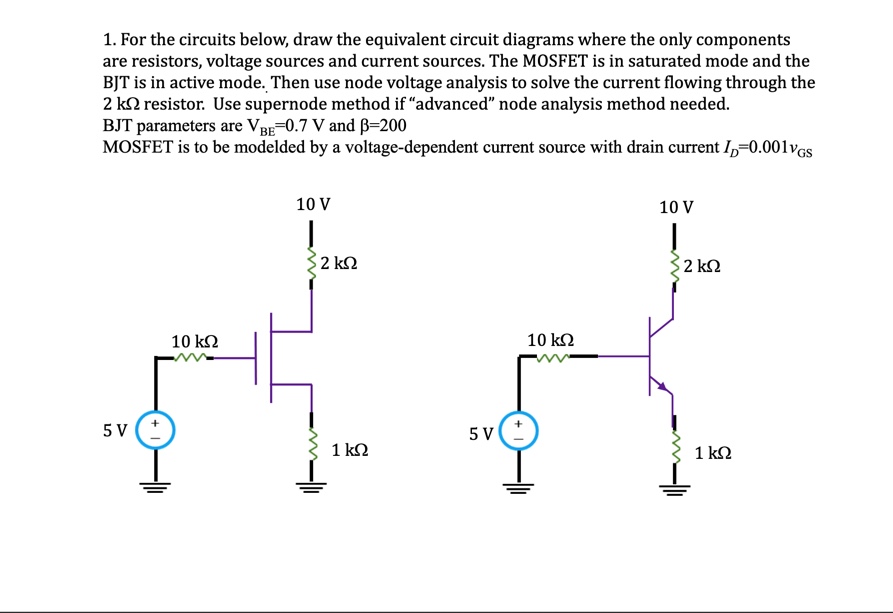 Solved For the circuits below, draw the equivalent circuit | Chegg.com