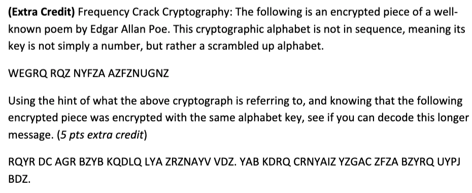 (Extra Credit) Frequency Crack Cryptography: The | Chegg.com