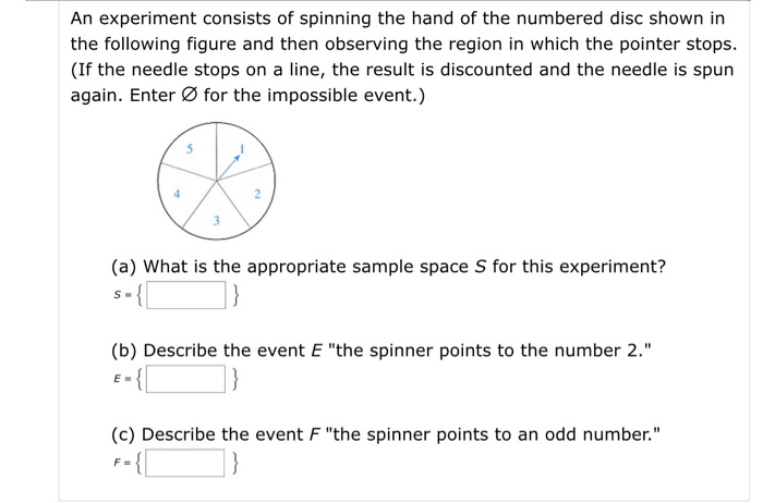 Solved An experiment consists of spinning the hand of the | Chegg.com
