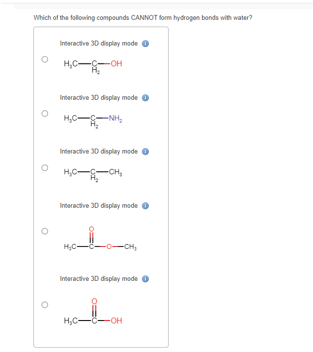 Solved Which of the following compounds CANNOT form hydrogen | Chegg.com