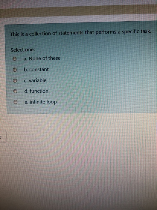 Solved This is a collection of statements that performs a | Chegg.com