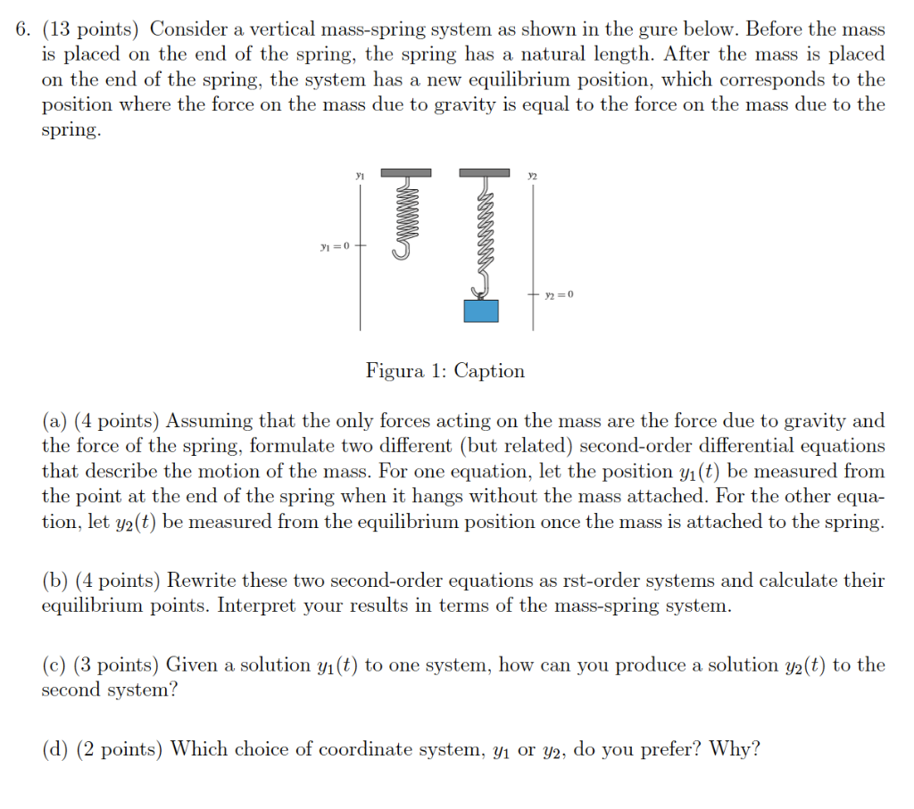 Solved 6. (13 points) Consider a vertical mass-spring system | Chegg.com