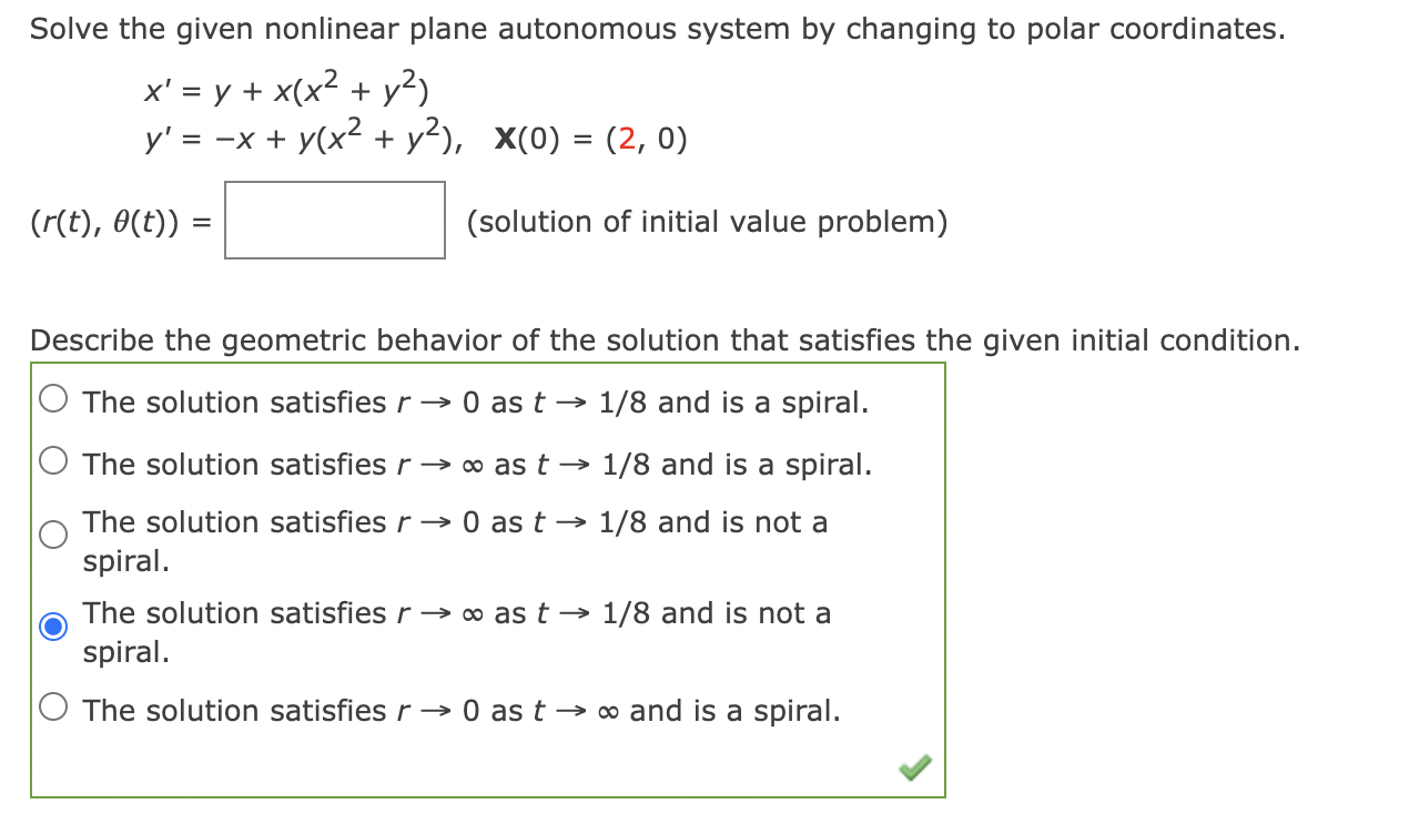 Solved Solve the given nonlinear plane autonomous system by | Chegg.com