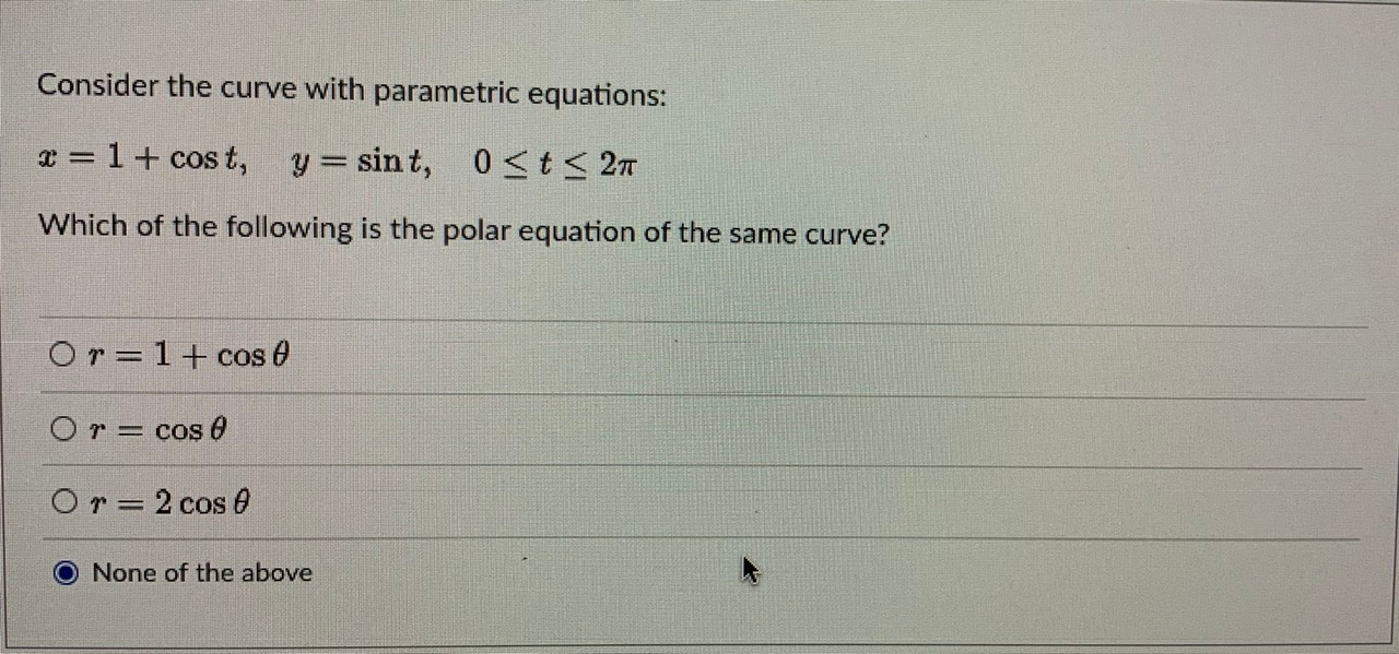 Solved Consider the curve with parametric equations: x=1+ | Chegg.com