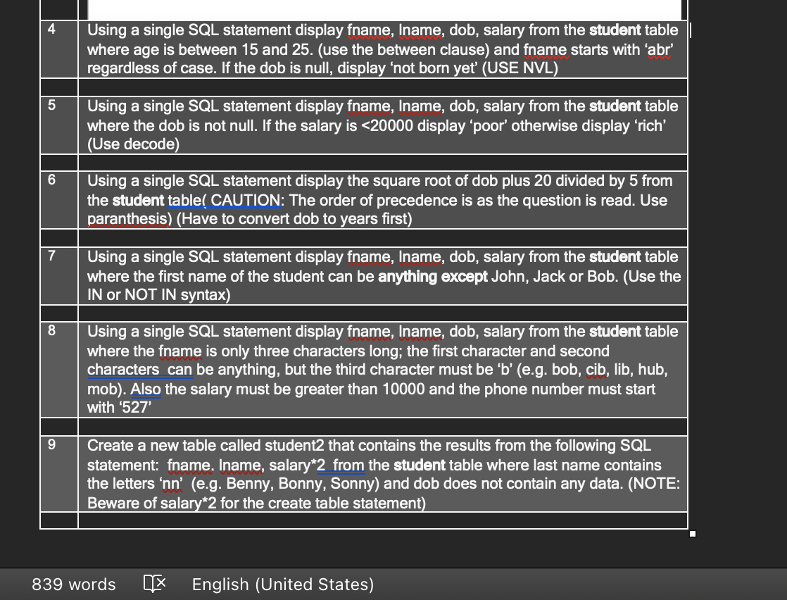 Solved USING SQL, drop table student_class; drop table | Chegg.com