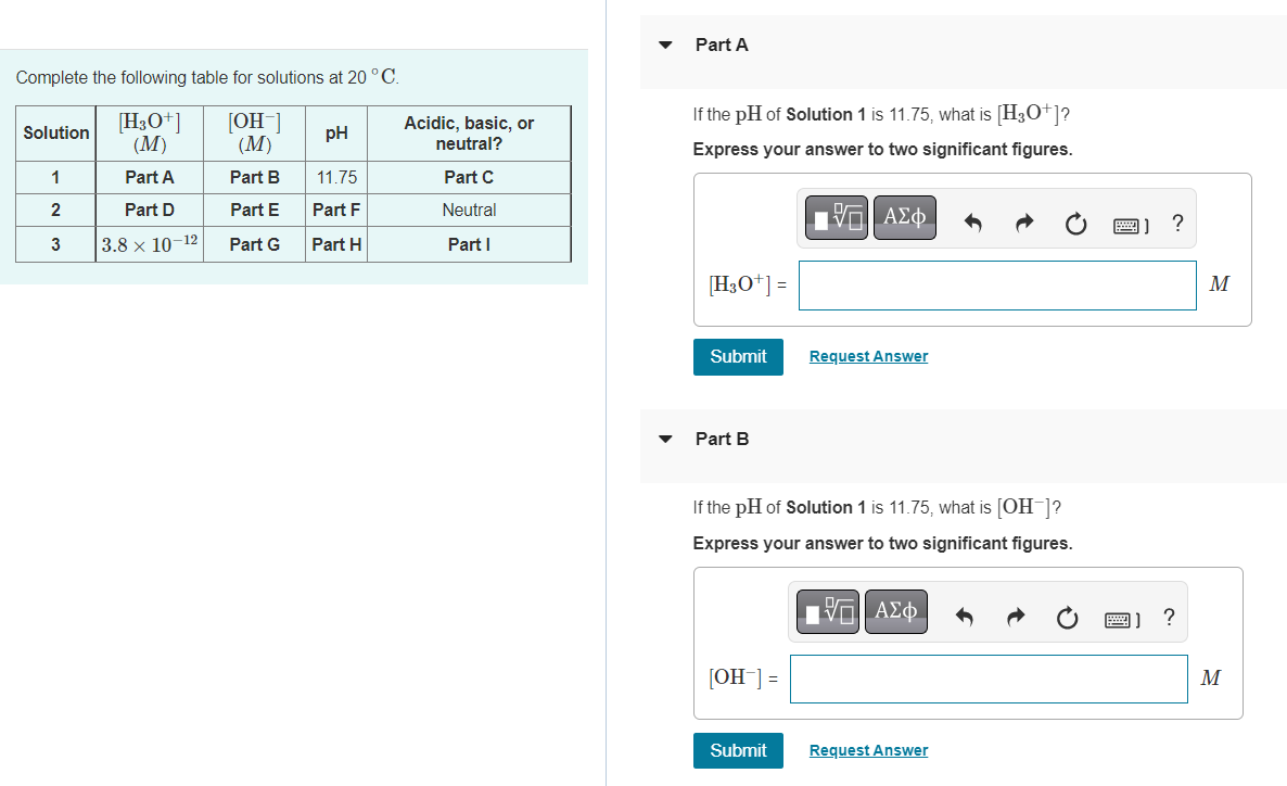 Solved Complete the following table for solutions at 20∘C. | Chegg.com