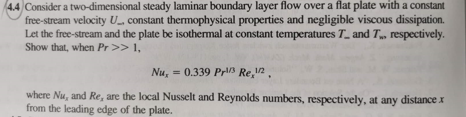 Solved 4 Consider a two-dimensional steady laminar boundary | Chegg.com
