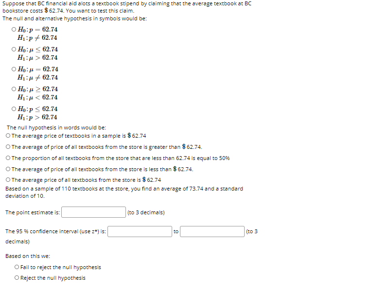 Solved Suppose that BC financial aid alots a textbook | Chegg.com
