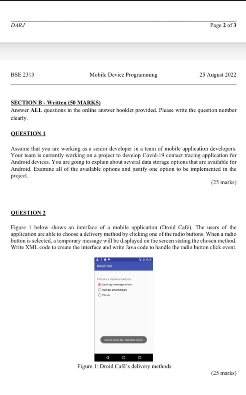 SECTION B - Written (50 MARKS) Answer ALL questions | Chegg.com