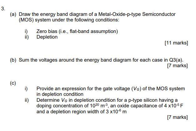 Solved 3. (a) Draw the energy band diagram of a | Chegg.com