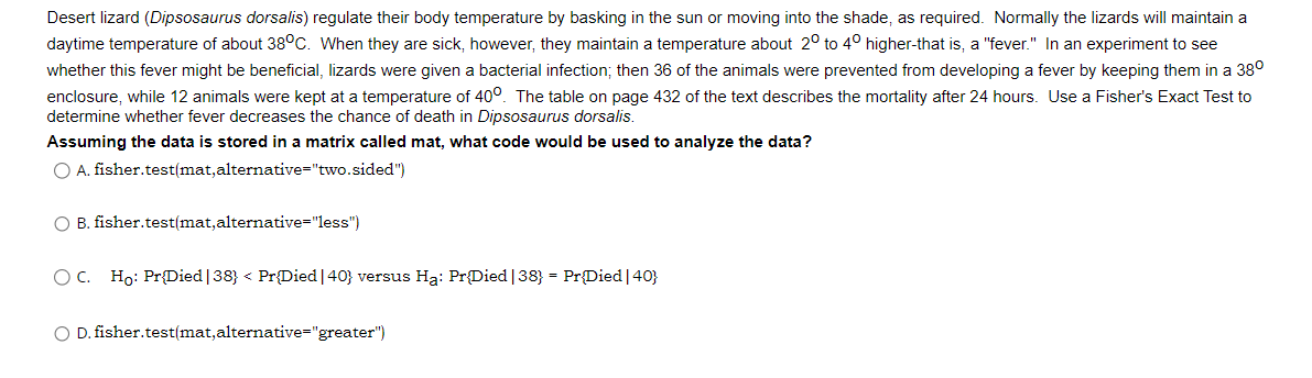 Solved Desert lizard (Dipsosaurus dorsalis) regulate their | Chegg.com