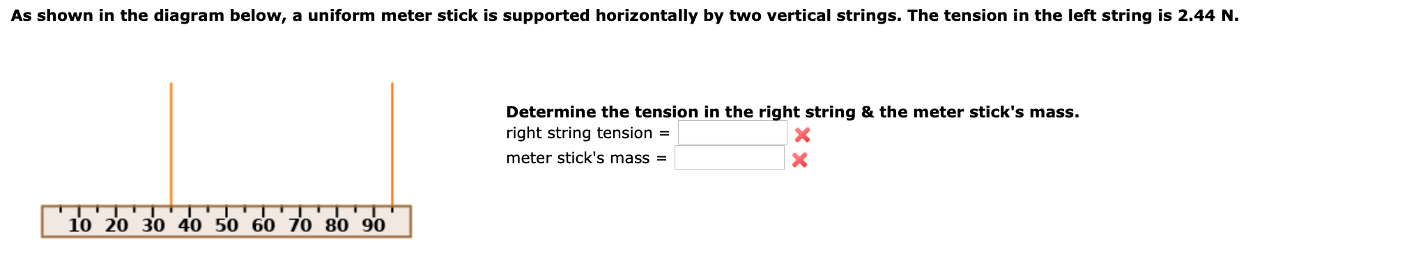 Solved As shown in the diagram below, a uniform meter stick | Chegg.com
