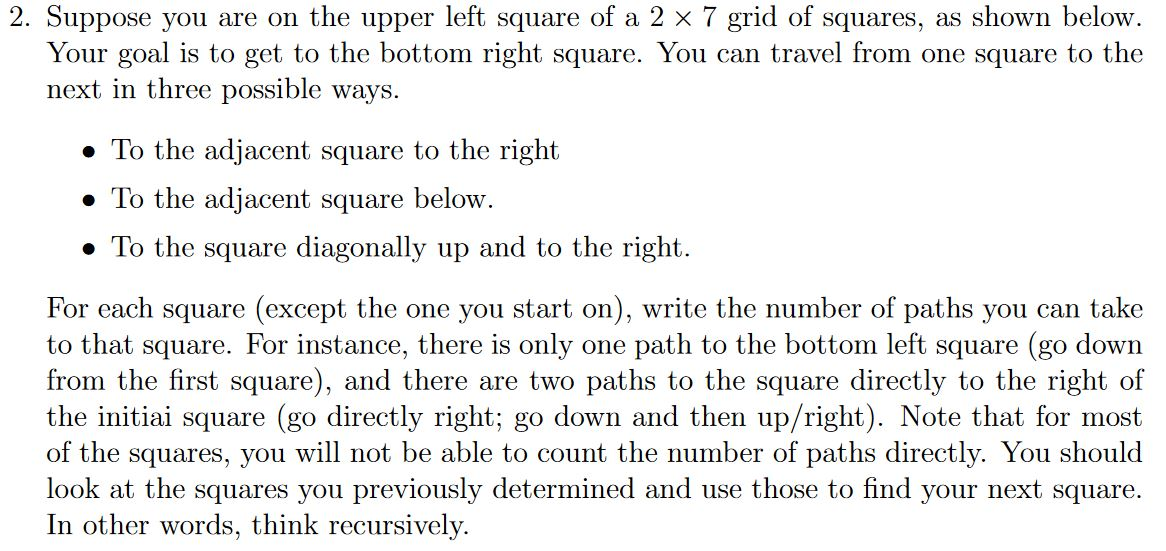 2. Suppose you are on the upper left square of a 2 x | Chegg.com