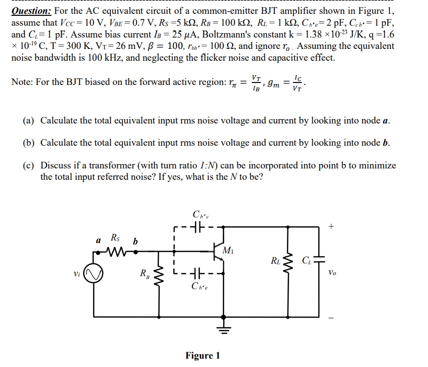 Solved Question For The Ac Equivalent Circuit Of A