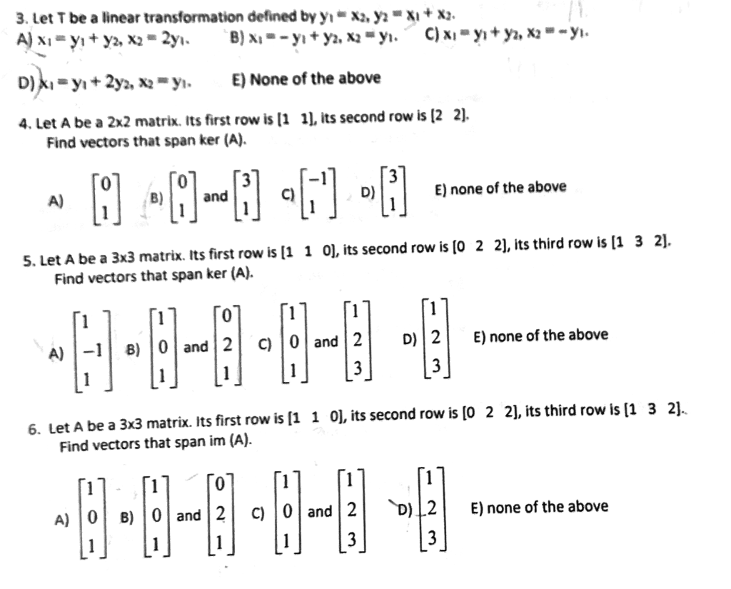 Solved 3 Let T Be A Linear Transformation Defined By