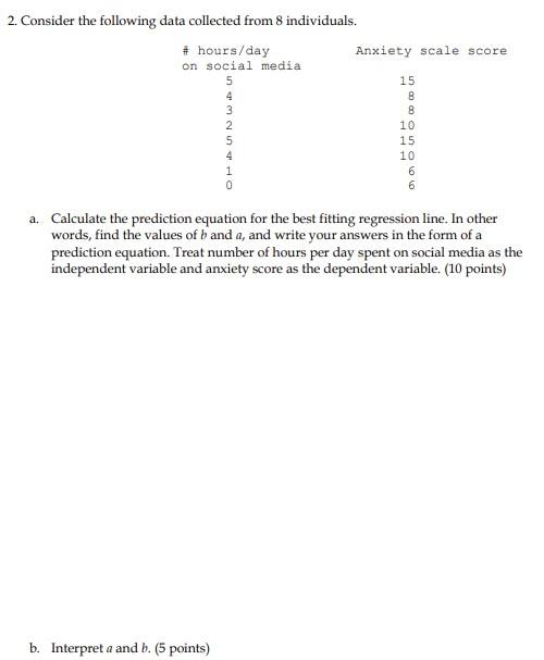 2. Consider the following data collected from 8 | Chegg.com