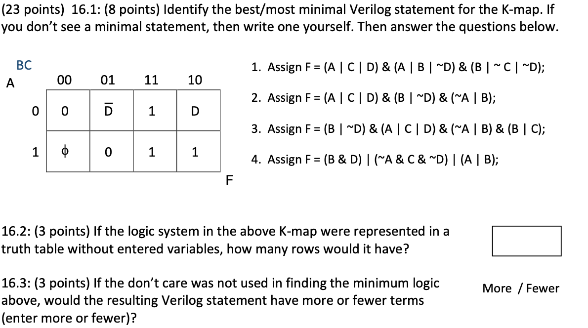 Solved (23 points) 16.1: (8 points) Identify the best/most | Chegg.com