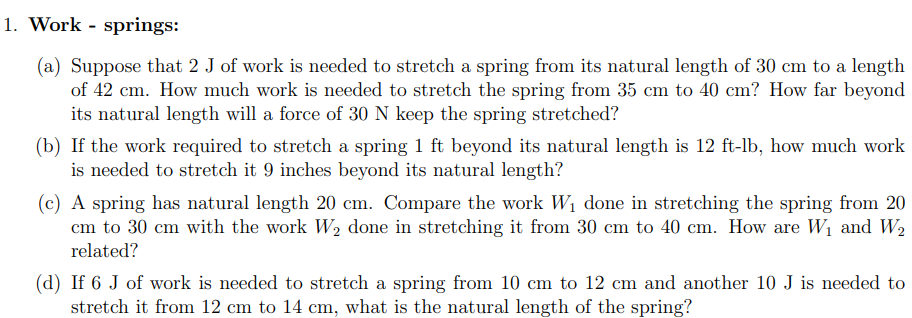 Solved Work - springs: (a) Suppose that 2 J of work is | Chegg.com